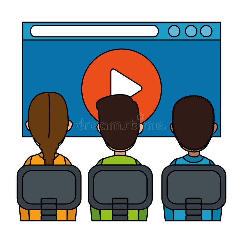 Class with Media Player in Display Stock Illustration - Illustration of ...