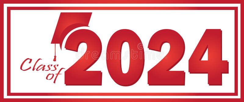 Class of 2024 Red Graduation Banner Stock Illustration - Illustration ...