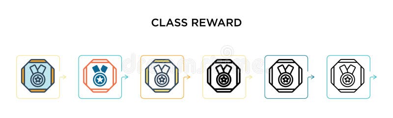 Class Reward Vector Icon in 6 Different Modern Styles. Black, Two ...
