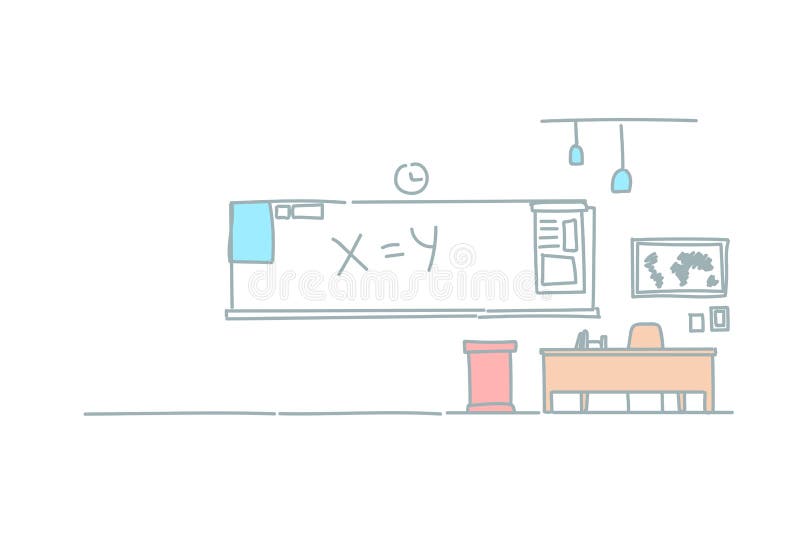 Empty School Corridor with Lockers Hall Open Door To Class Room Stock ...