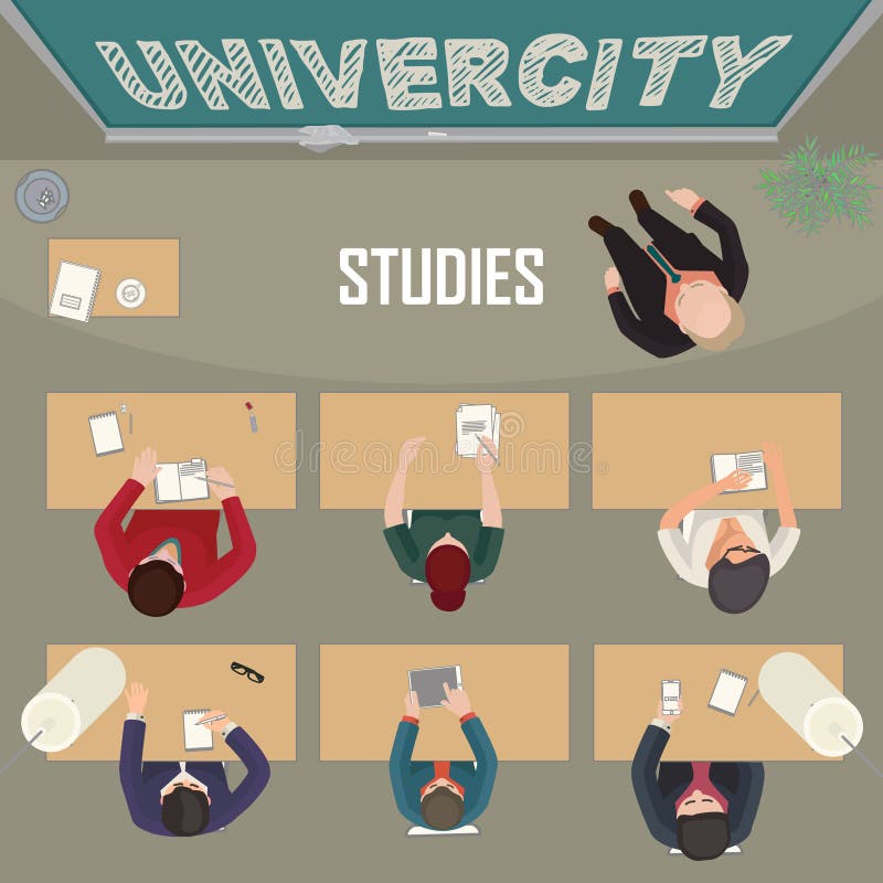 Class room top view stock vector. Illustration of auditorium - 65557066