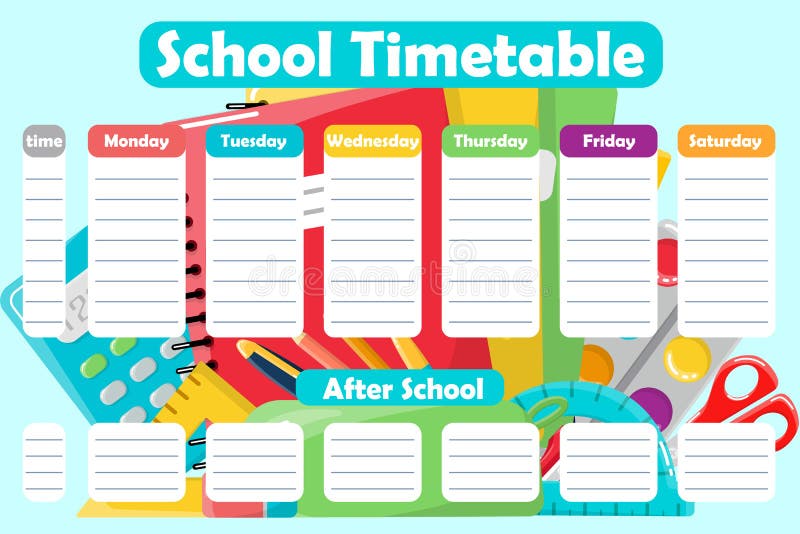 Class Schedule, School Schedule. Pattern on a School Theme in the ...