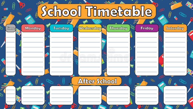 Class Schedule, School Schedule. Pattern on a School Theme in the ...