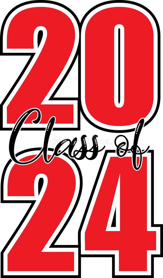 Class of 2024 stacked red stock illustration. Illustration of senior ...