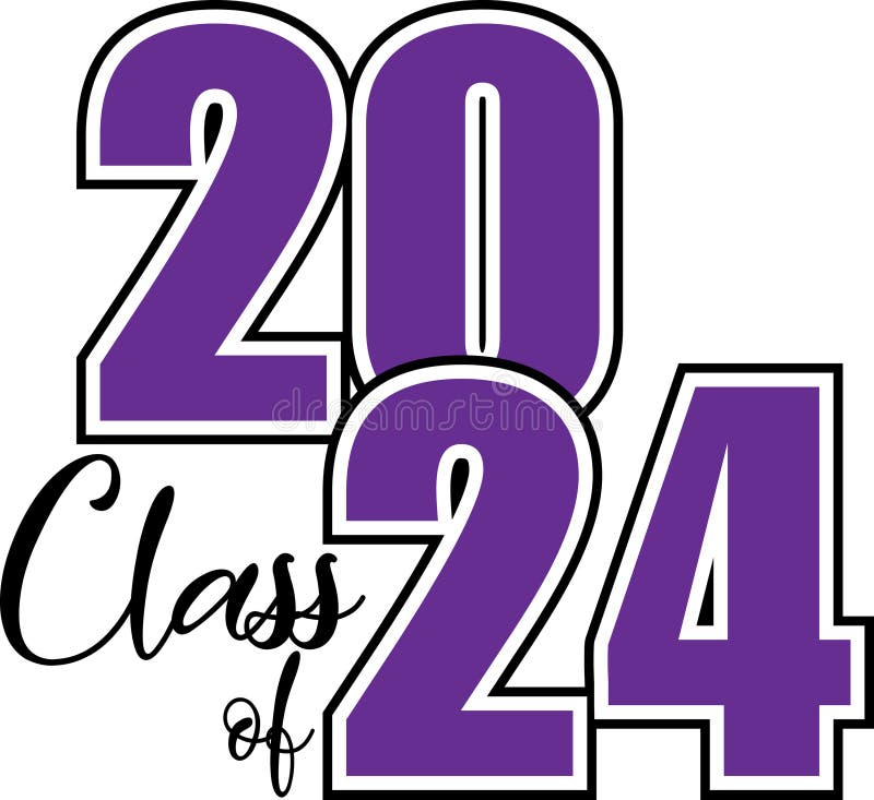 Class of 2024 Staggered Bw Purple Stock Illustration - Illustration of ...