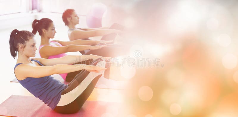 Class Stretching on Mats at Yoga Class in Fitness Studio Stock Image ...