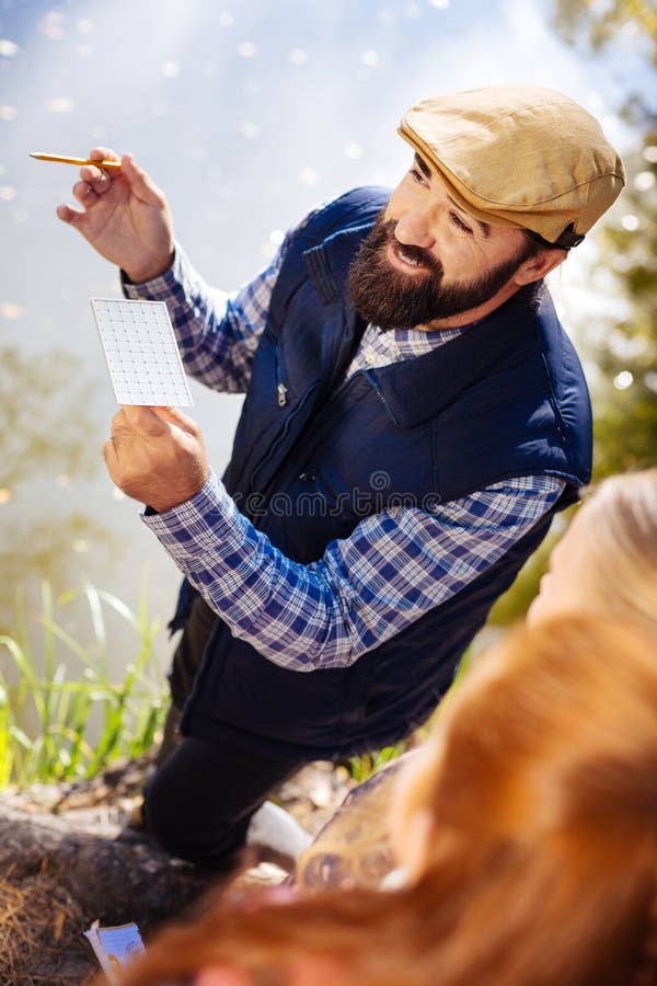 Cheerful Delighted Man Speaking with His Pupils Stock Image - Image of ...