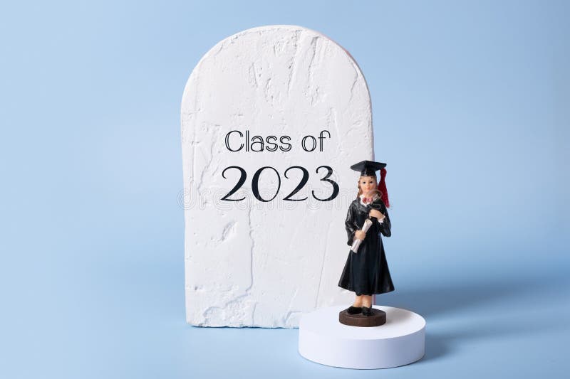 Class of 2023 Text and Statuette of a Graduate in Graduate Cap and Gown ...