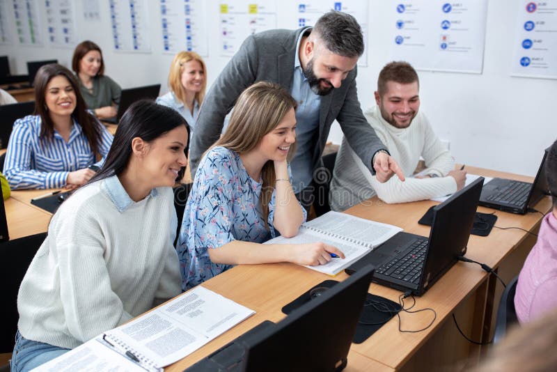 Class of Theory about Driving, Instructor Explaining Concept Stock ...