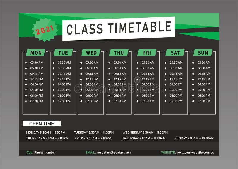 Class Timetable Design Template Stock Vector - Illustration of planner ...