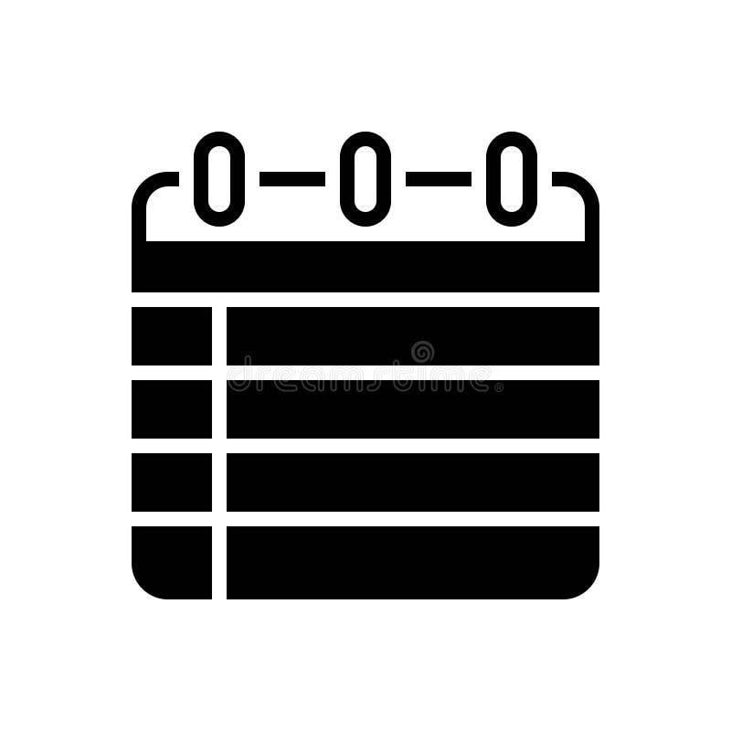 Black Solid Icon for Class Timetable, Program and Plan Stock Vector ...