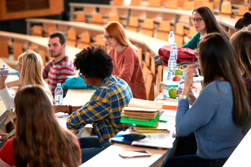 Class of University Students Learning Together Stock Image - Image of ...