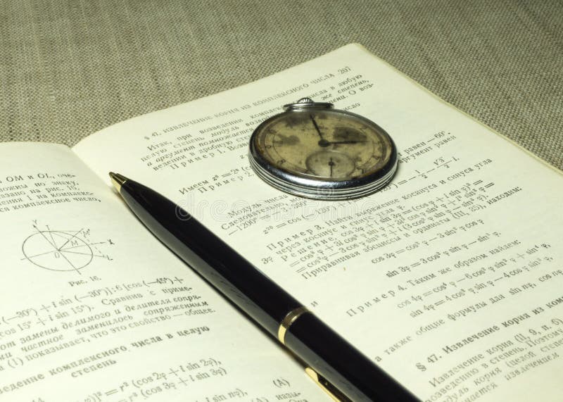 Classbook, Pen and Old Watches Stock Image - Image of schoolbook, time ...