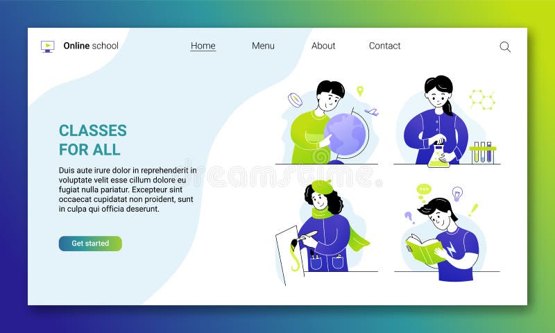 Classes for All Landing Page, Web Banner Template Stock Vector ...