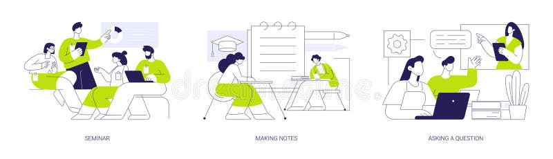 Classes in a College Isolated Cartoon Vector Illustrations Se Stock ...