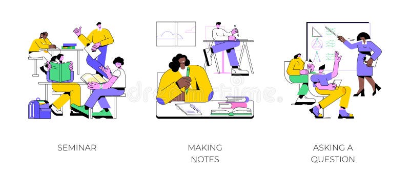 Classes in a College Isolated Cartoon Vector Illustrations. Stock ...