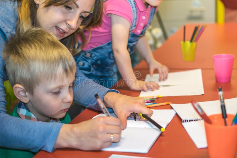 Classes with preschoolers stock photo. Image of notebooks - 90894068