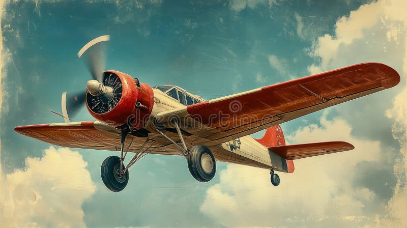 A Classic Airplane Flies Gracefully in the Clouds, Capturing a Moment ...