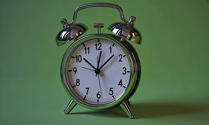 Classic Alarm Clock Against a Solid Green Backdrop Stock Footage ...