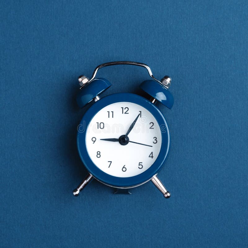 Alarm Clock on Dark Blue Background. Stock Image - Image of happiness ...