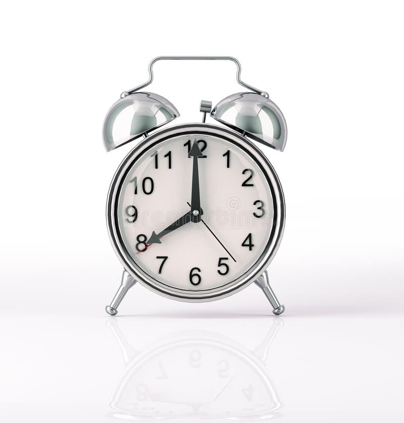 Classic Alarm Clock Chromed, Front View at Stock Illustration ...