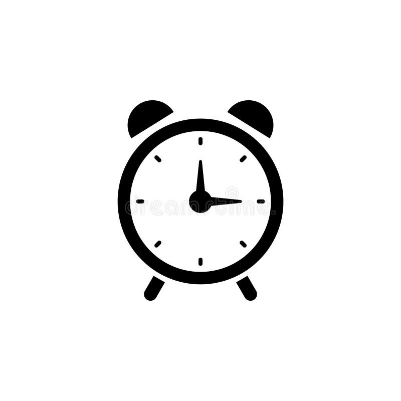 Classic Alarm Clock Solid Flat Vector Icon Isolated on White Background ...
