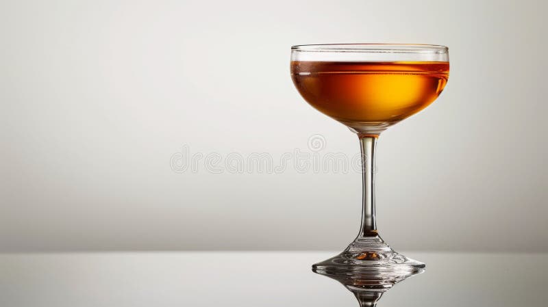 Classic Amber Cocktail in Elegant Glass on Gray Background Stock Image ...