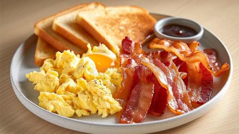 Classic American Breakfast with Bacon and Eggs Stock Photo - Image of ...