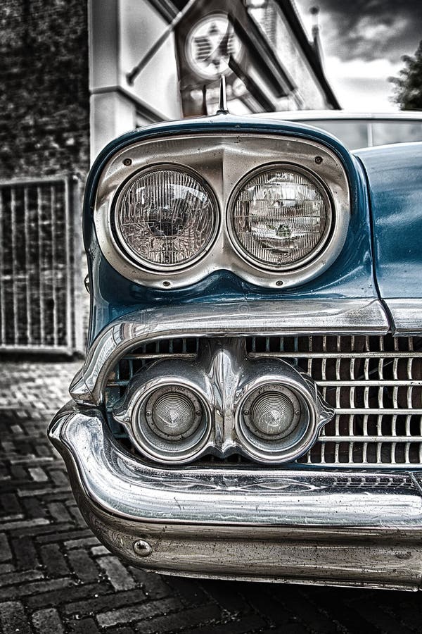 Classic American Car Headlights Vintage Retro Oldtimer Event Editorial ...