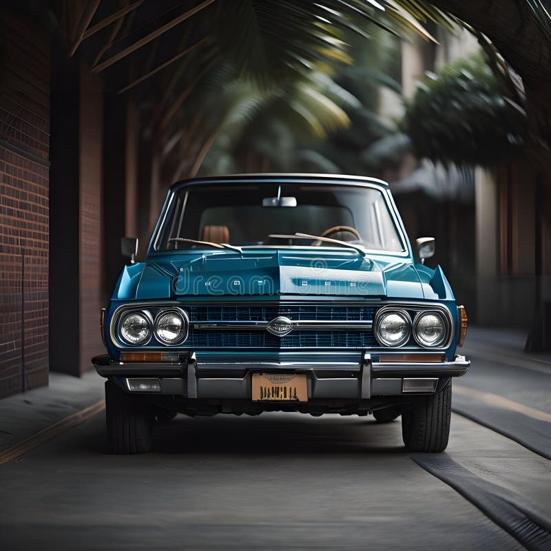Classic American Car on the Street. Toned Image Stock Illustration ...