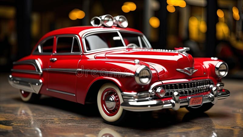 Classic American Car on the Wooden Floor. Generative Ai Stock Illustration - Illustration of ...