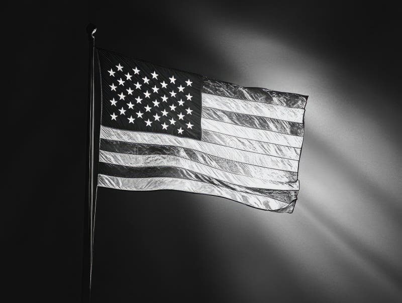 A Classic American Flag in Monochrome Stock Photo - Image of united ...