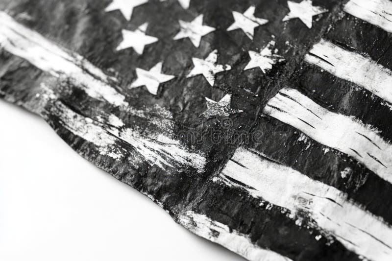 A Classic American Flag in a Simple yet Iconic Pose, Captured in Black ...