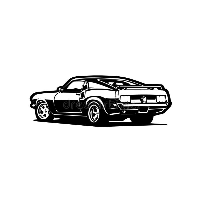 Classic American Muscle Car Illustration Vector Isolated in White ...