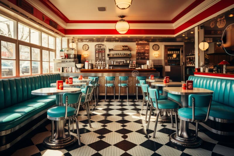 Classic American Retro Cafe Stock Photo - Image of vintage, food: 300599578