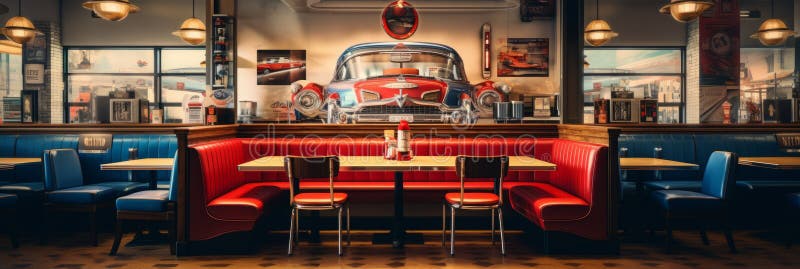 Classic American Retro Cafe Stock Illustration - Illustration of ...