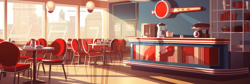 Classic American Retro Cafe Stock Photo - Image of vintage, america ...