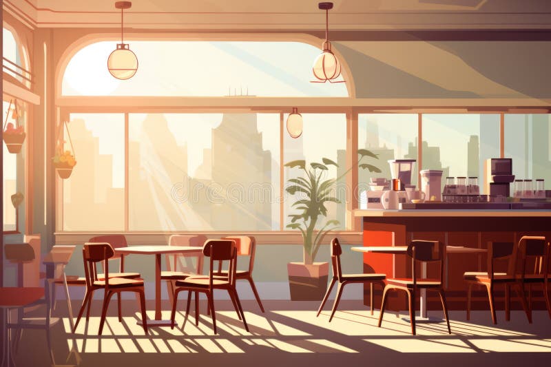Classic American Retro Cafe Stock Illustration - Illustration of ...