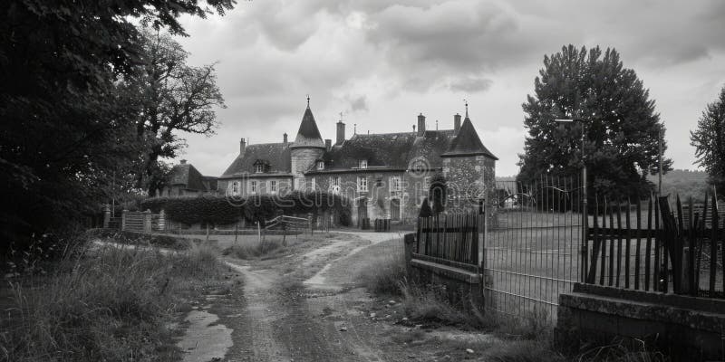 A Classic American-style House from the Past in Monochrome Tone Stock ...