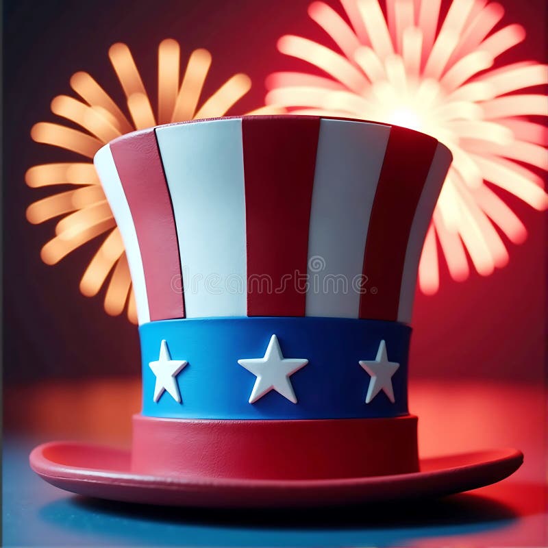 A Classic American Top Hat in Red, White, and Blue, Placed in Front of ...