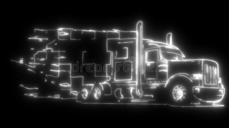 Truck in White Line on Black Background Stock Footage - Video of lorry ...
