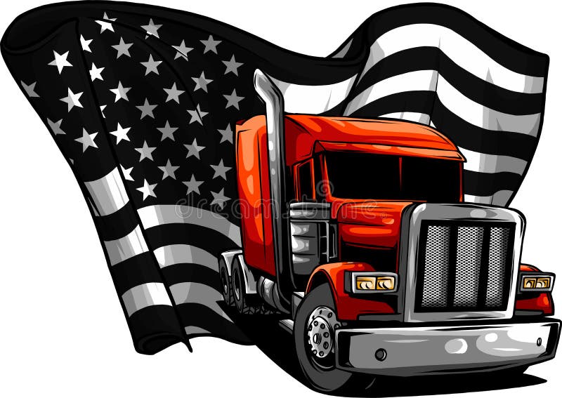 Classic American Truck. Vector Illustration with American Flag Stock ...