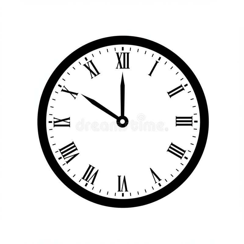 A Classic Analog Clock with a Black and White Design Features Roman ...