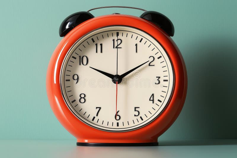 Classic Analog Clock in Bold Red, Black, and White Design Stock ...