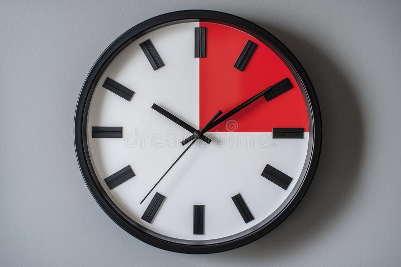 Classic Analog Clock in Bold Red, Black, and White Design Stock ...