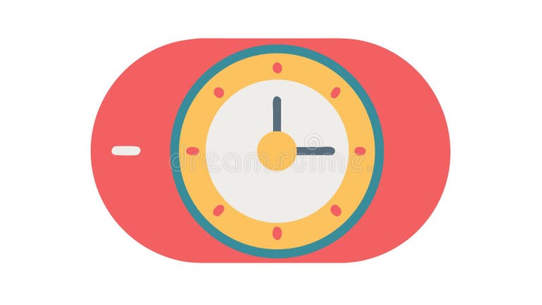 Classic Analog Clock Icon with Red Indicator Hand, Vector Design ...
