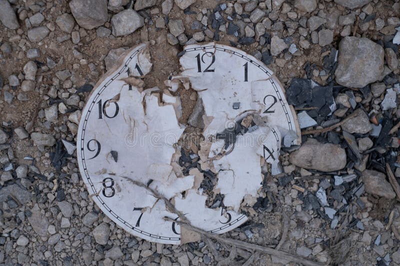 Classic Analog Clock in the Sand on the Rock Desert Stock Image - Image ...
