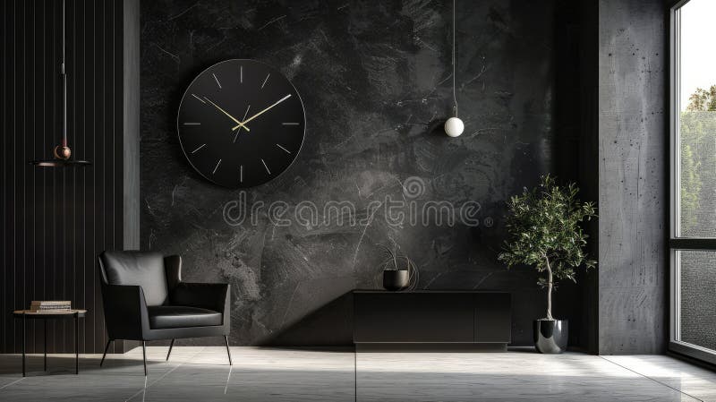 Classic Analog Wall Clock in Modern Interior Stock Illustration ...