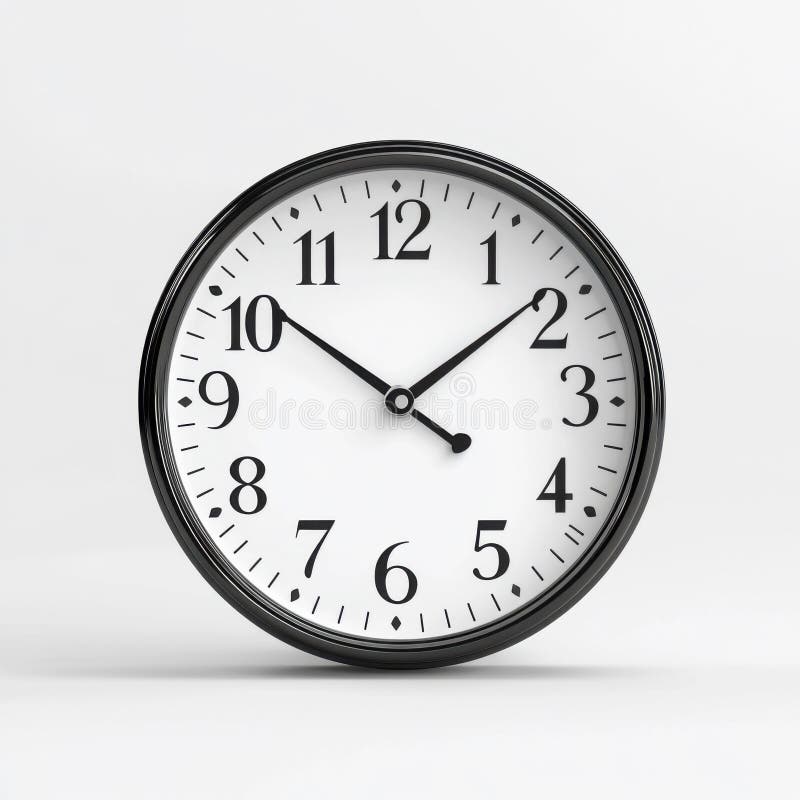 Classic Analog Wall Clock Showing Ten Past Two with Black Frame Stock ...