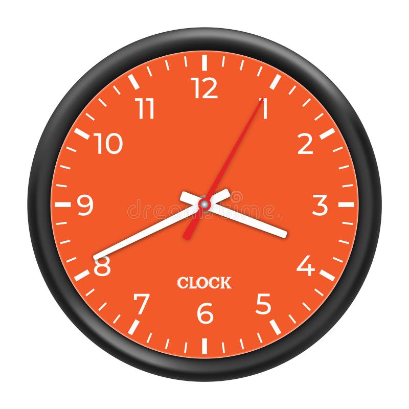 Classic Analog Wall Clocks – Orange Color Vector Illustration Stock ...